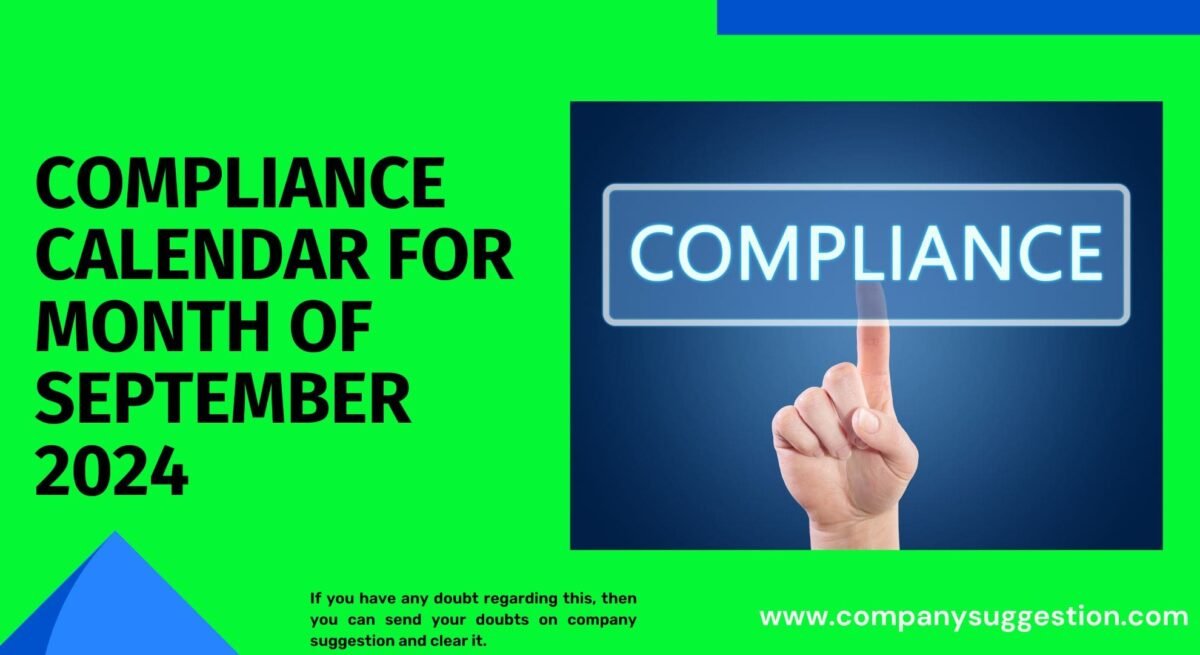 Compliance Calendar for month of September 2024 | Company Suggestion